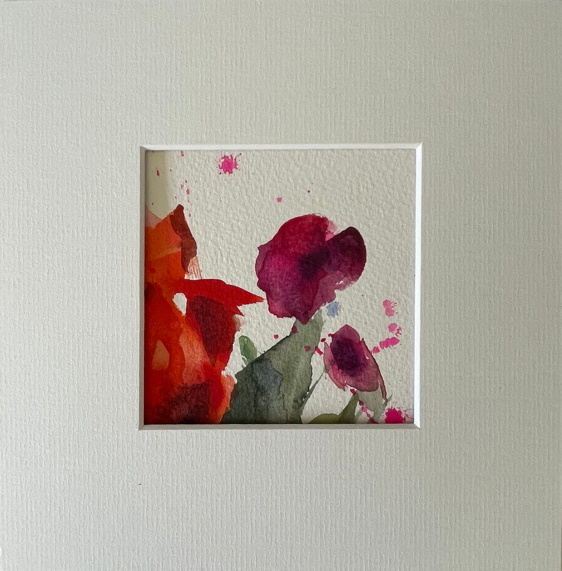 Original Poppy watercolour with mount – Jen Buckley Art