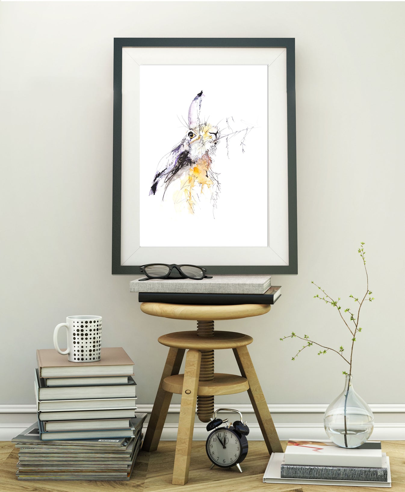 JEN BUCKLEY signed LIMITED EDITION PRINT of my original HARE watercolo ...