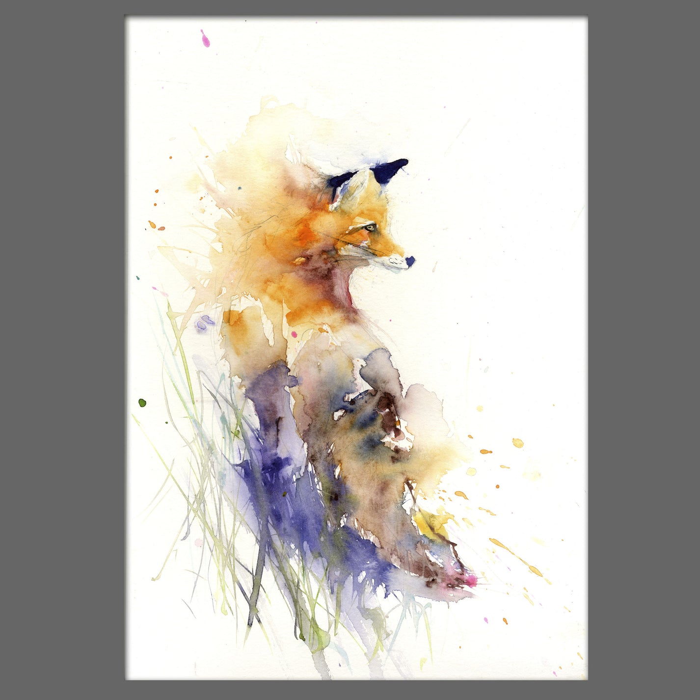 Limited edition print of original RED FOX watercolour painting – Jen ...