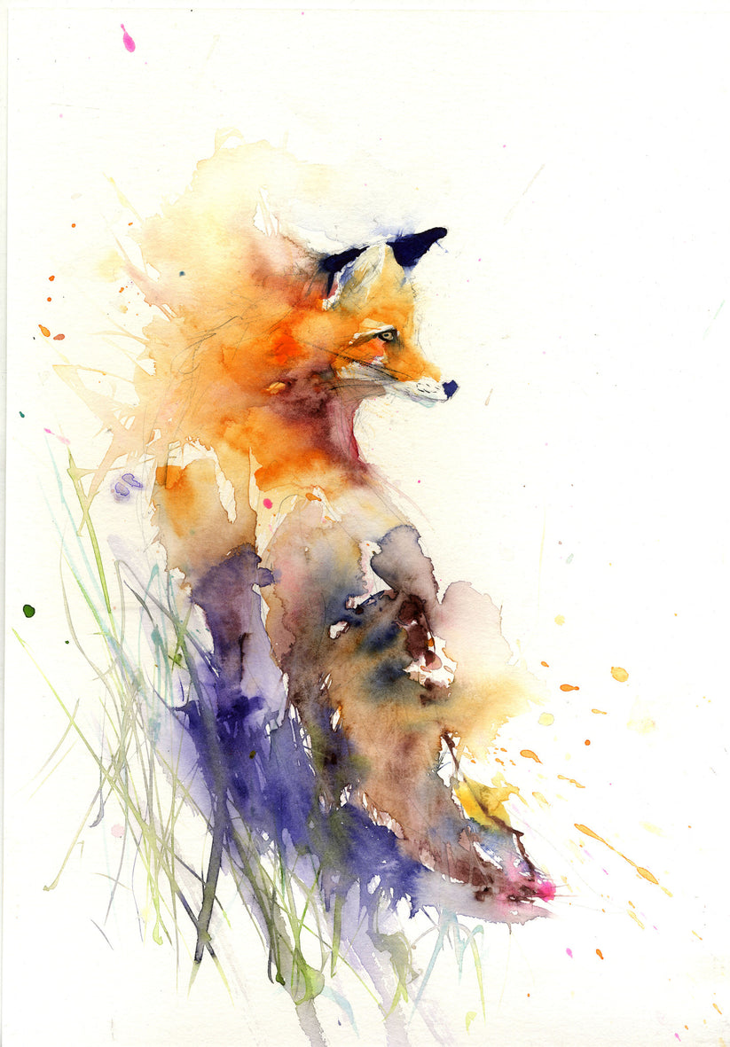 Limited edition print of original RED FOX watercolour painting – Jen ...