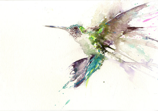 JEN BUCKLEY ART signed limited edition PRINT of my original HUMMINGBI ...