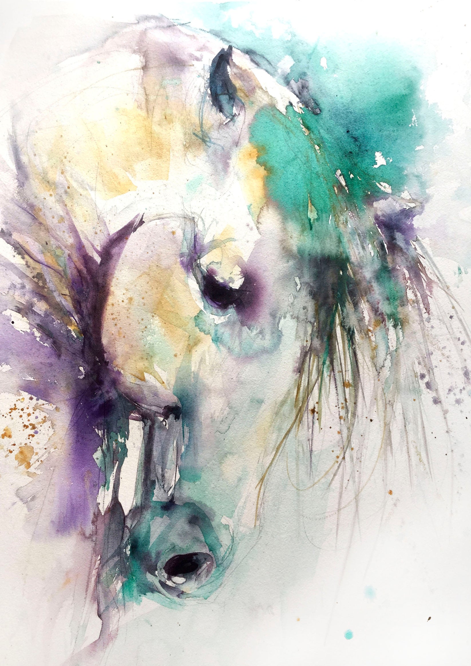 signed LIMITED EDITION PRINT from original HORSE watercolour painting ...
