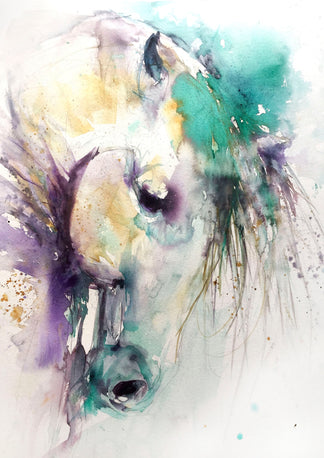 signed LIMITED EDITION PRINT from original HORSE watercolour painting ...