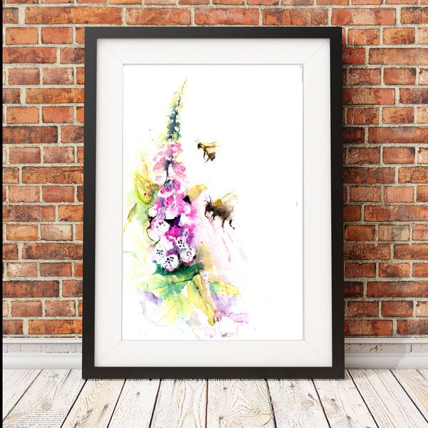 LIMITED EDITON PRINT of my original BUMBLE BEES on a foxglove – Jen ...